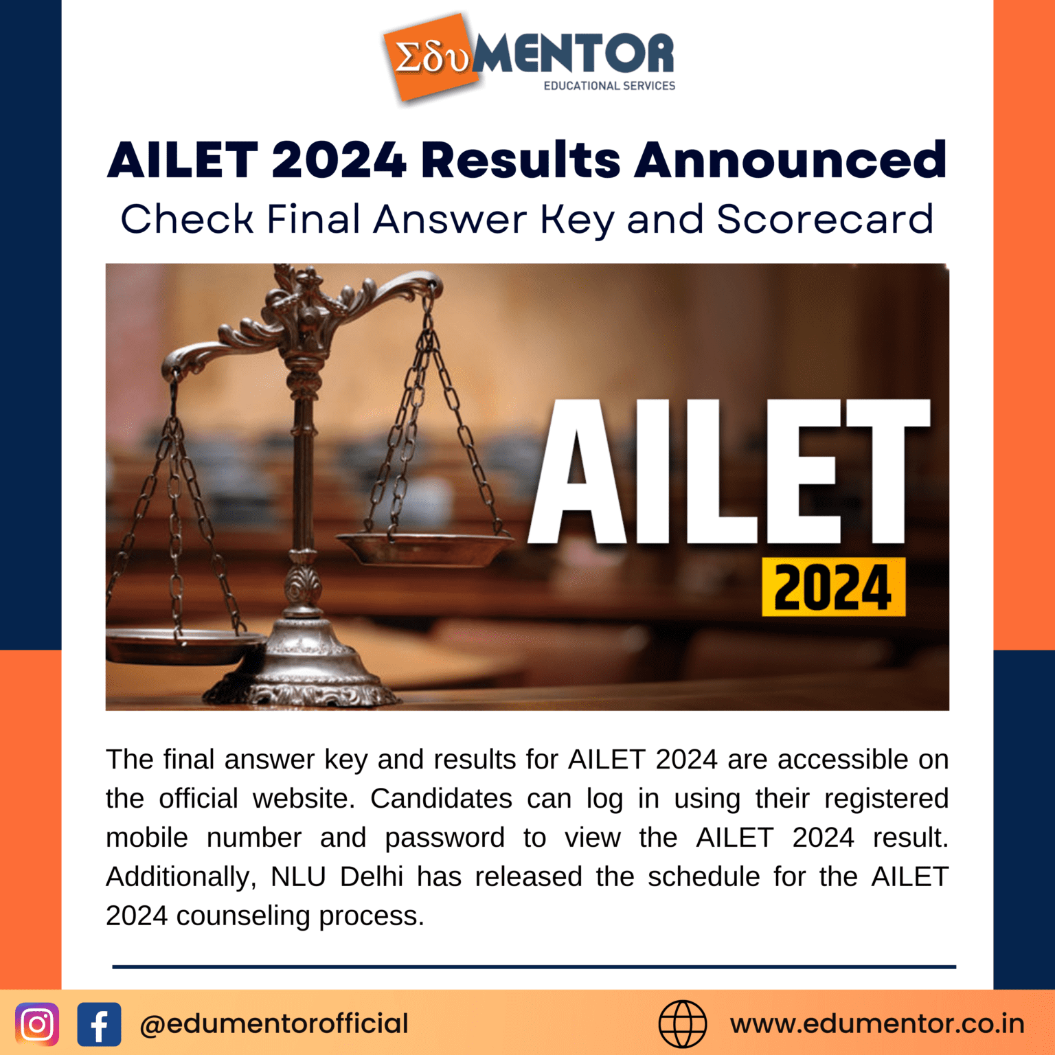 Results for AILET 2024 Released: Verify Final Answer Key and Access Scorecard - EduMENTOR | Best ...